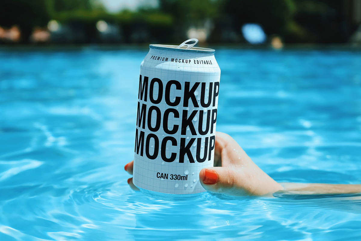 Drink Can Mockup - Pool Scene, a Packaging Mockup by TD Mockup ...