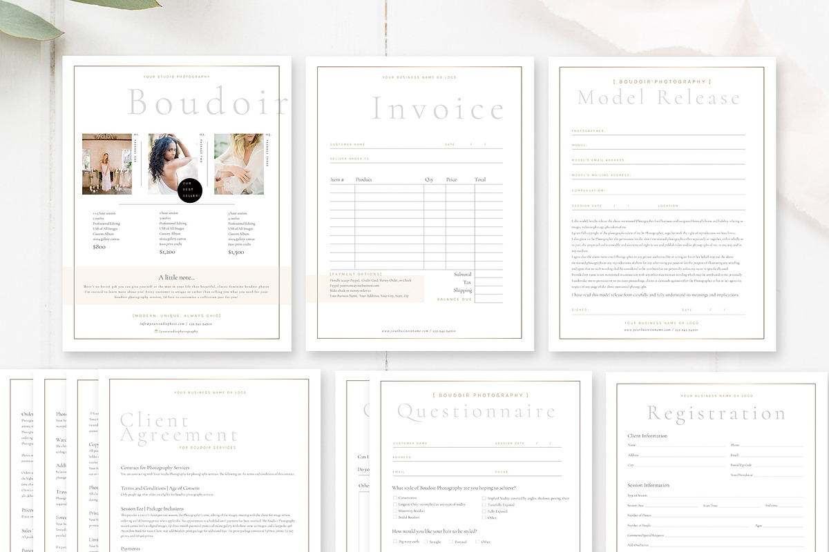 Boudoir Photography Forms Bundle, a Stationery Template by By Stephanie ...