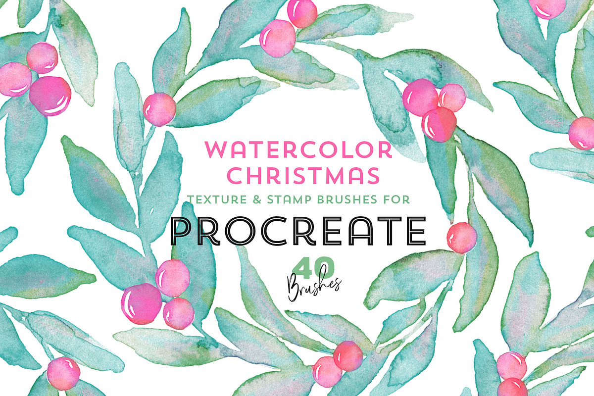 Watercolor Christmas Procreate Brushes