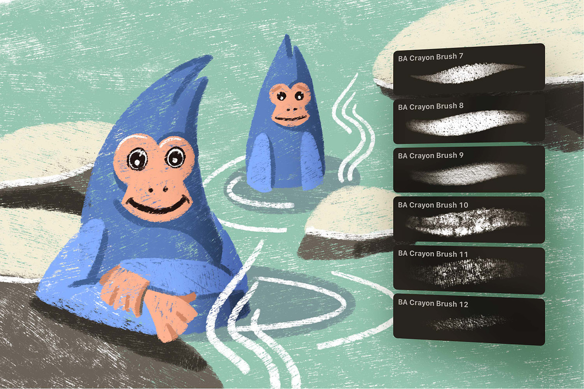 Joyful Crayon Multi App Brushes, a Brush Add-On by brushapes.com