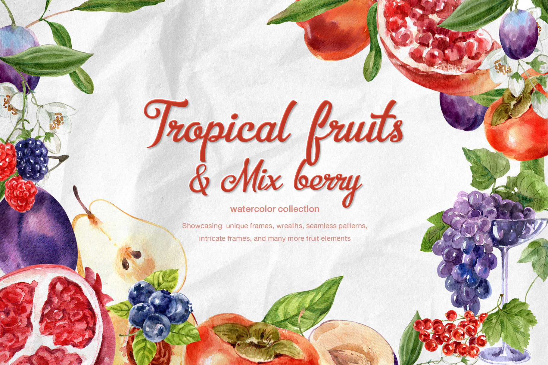 Tropical fruits & Mix-berry Set, a Food Illustration by ...