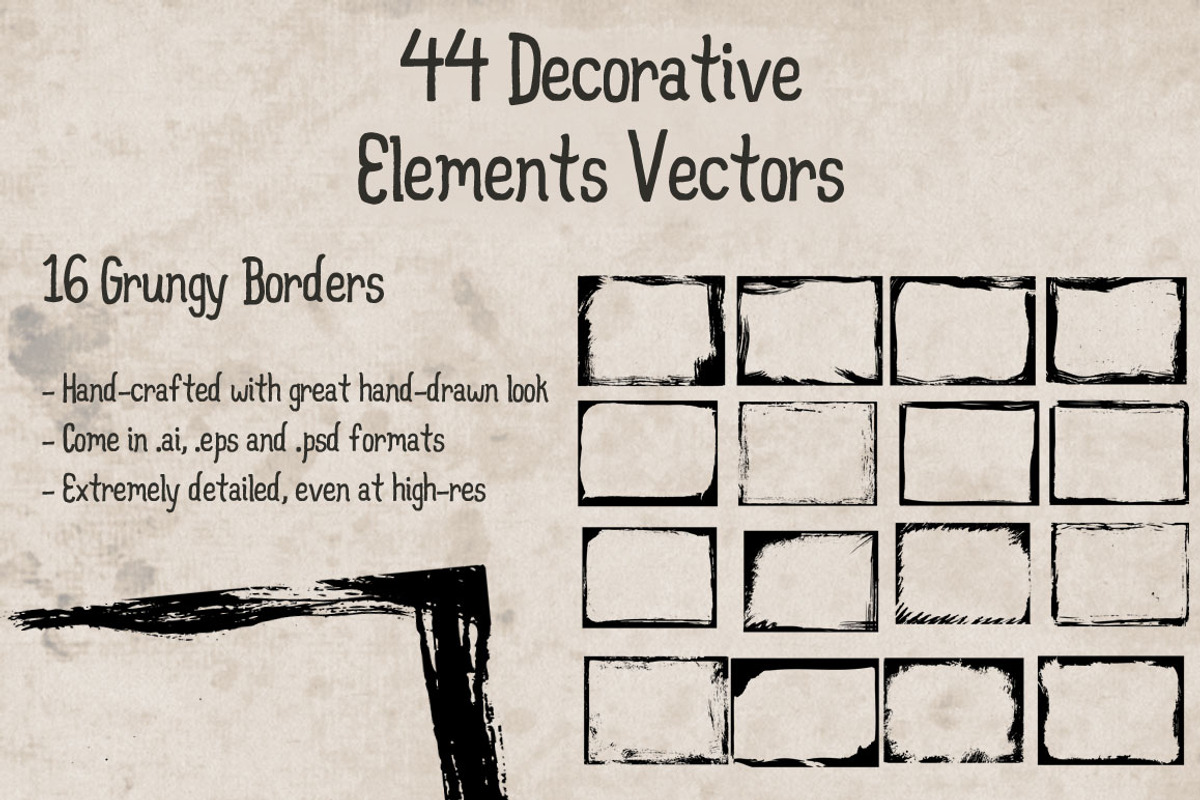 44 Decorative Vector Elements Pack, an Object Graphic by FanExtra