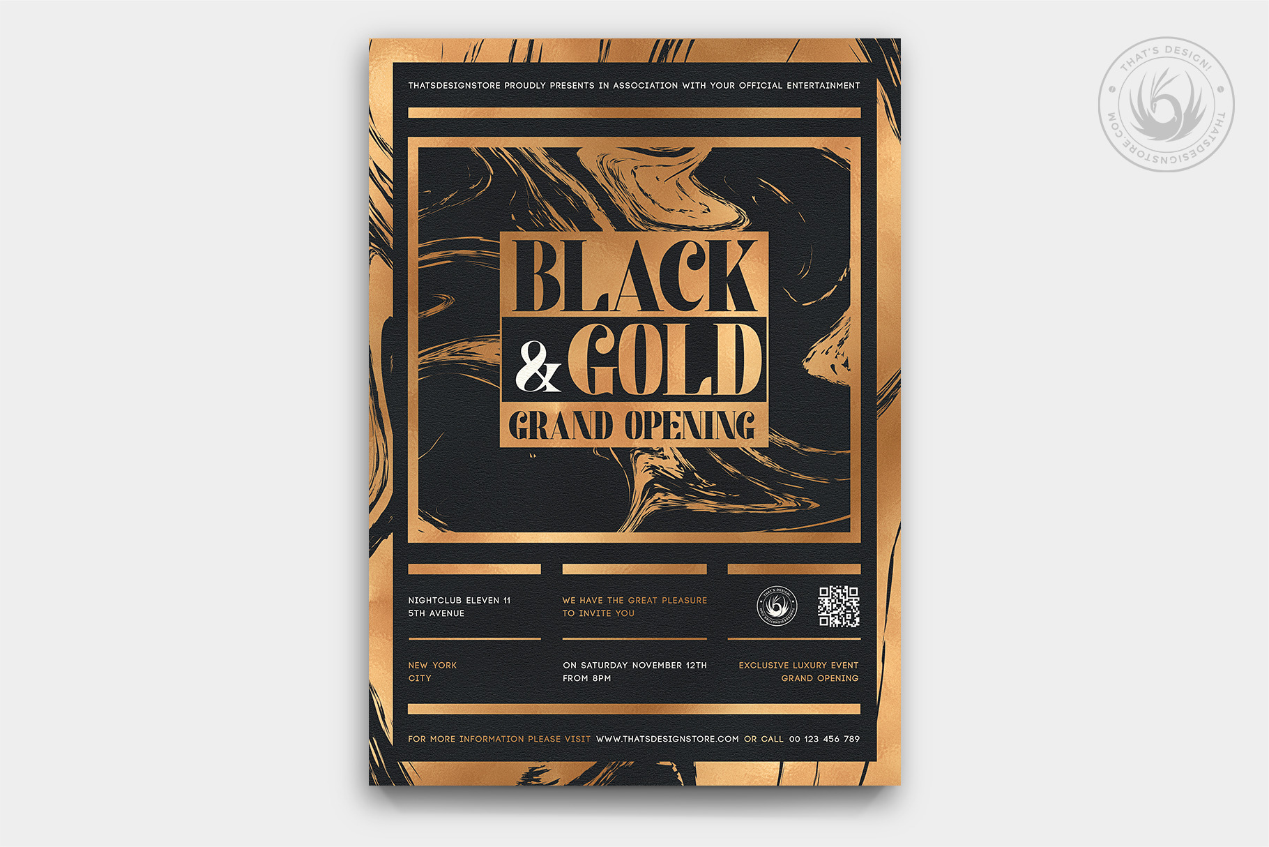 Black and Gold Flyer Template V24, a Flyer Template by ThatsDesign Art ...