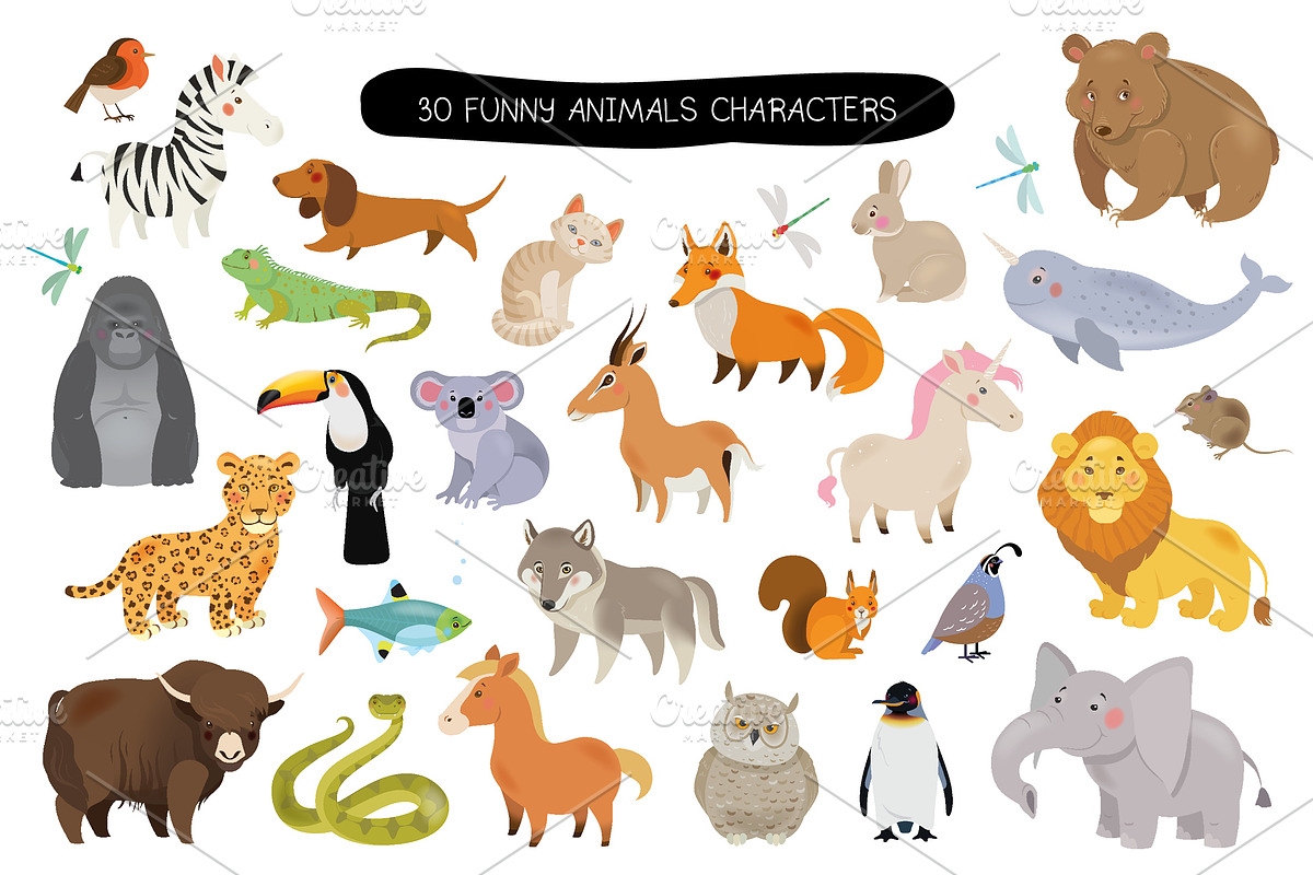 Animal ABC with food and objects