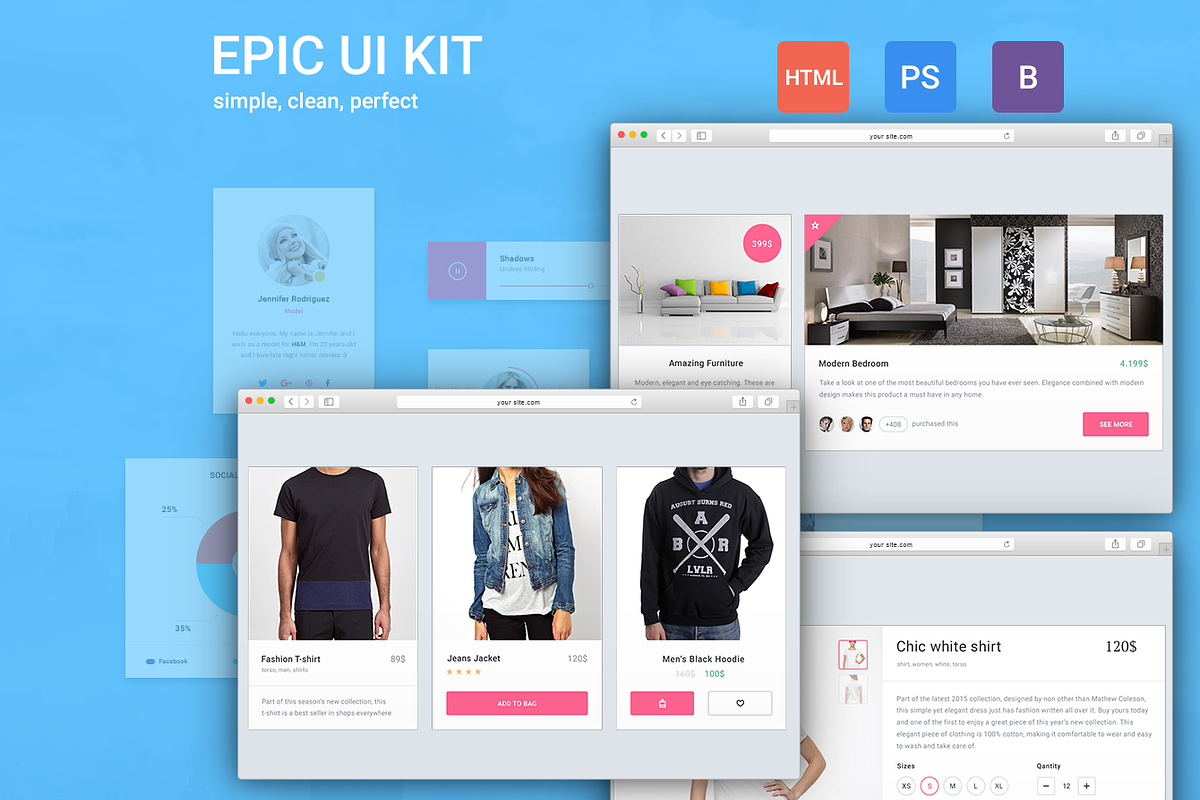 Epic UI Kit + Bootstrap Theme, an UI Kit Template by EpicShop