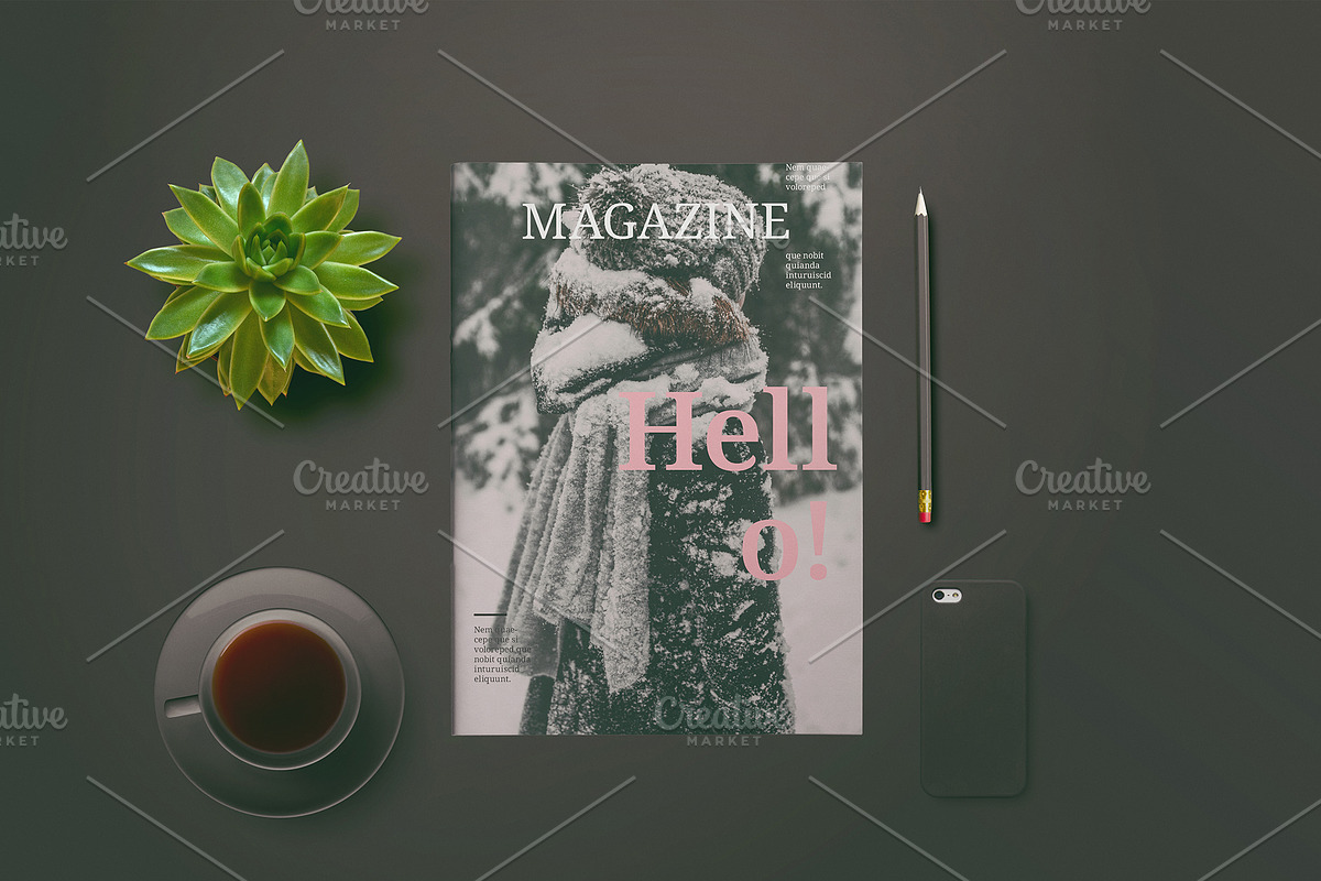 Magazine Layout with Pink Accent, a Magazine Template by Bizz_District ...