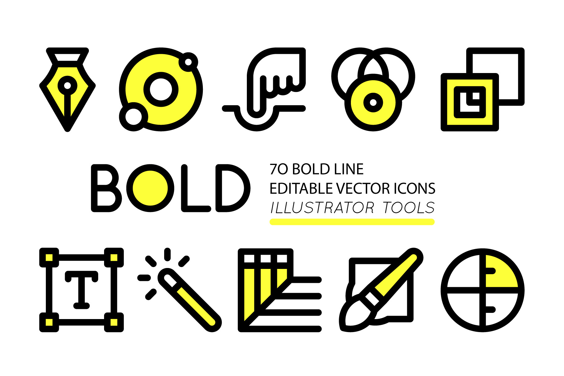 BOLD Adobe Illustrator Tool Icons, an Outline Icon by Side Project