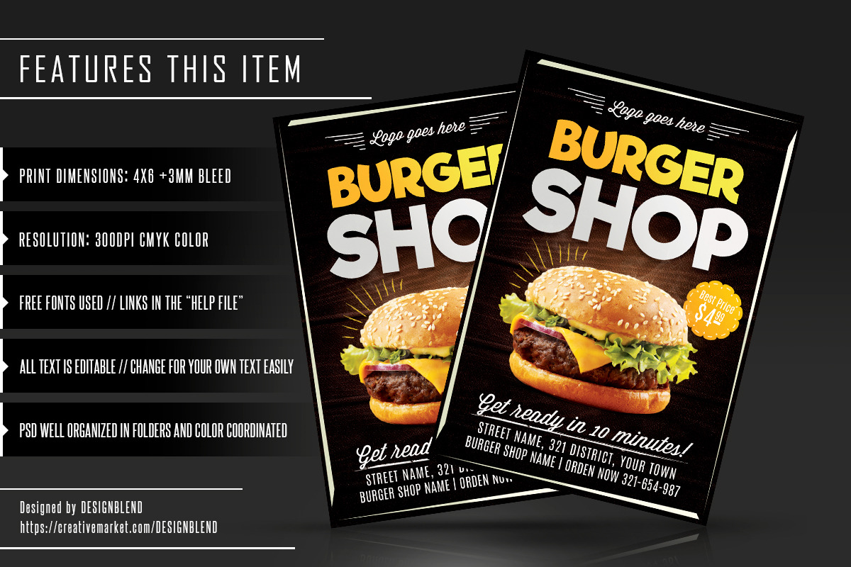 Burger Shop Promotion Flyer PSD, a Flyer Template by designblends@gmail.com