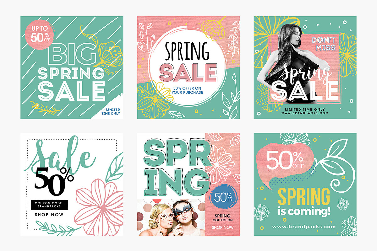 Spring Social Media Templates Pack, a Social Media Template by BrandPacks