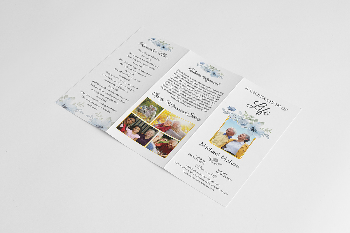 Tri fold Funeral Program Template