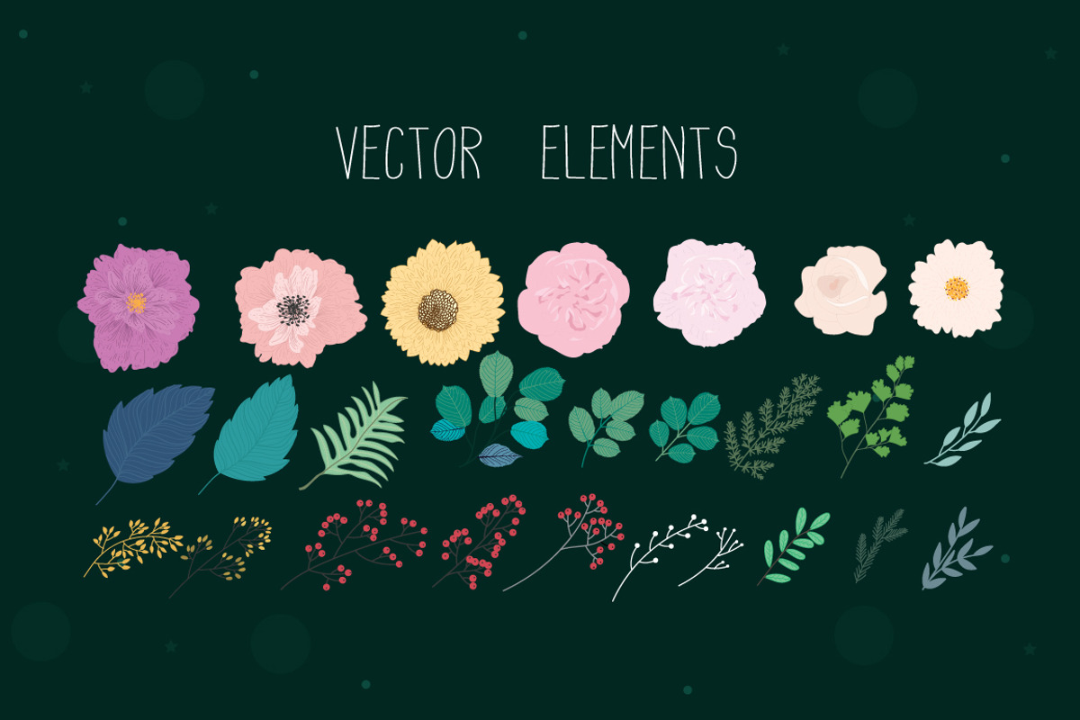 HAND DRAWN VECTOR Flower DIY Pack, a Decorative Illustration by MooBeer