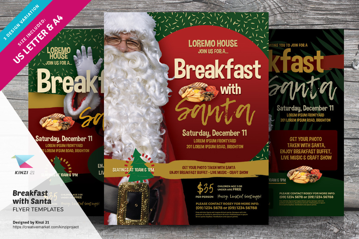 Breakfast With Santa Flyer Templates, a Flyer Template by kinzi21