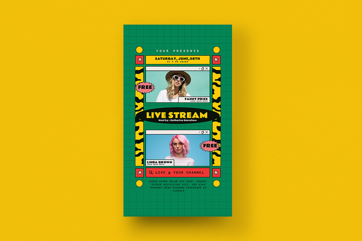 Live Stream Event Flyer Set, a Flyer Template by Guuver | Creative Market