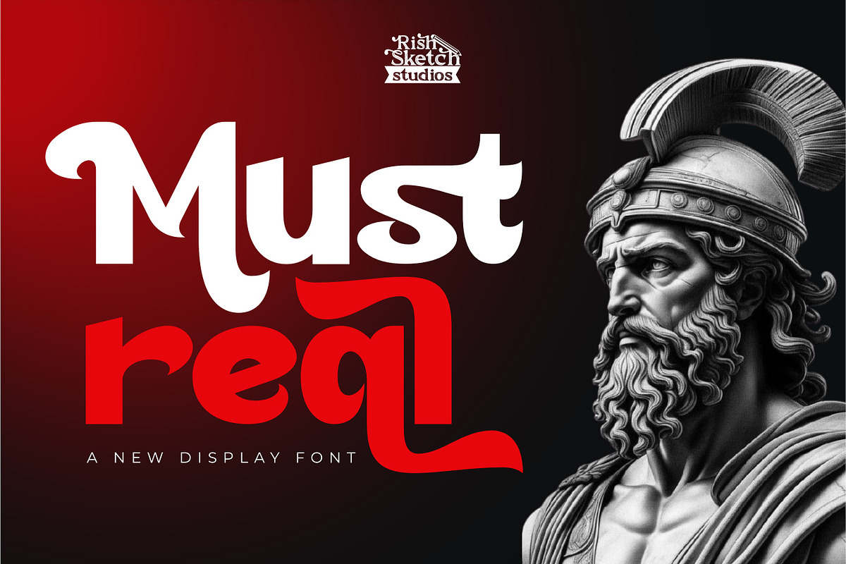 Mustreal - Modern Display Font, a Sans Serif Font by Rishsketch