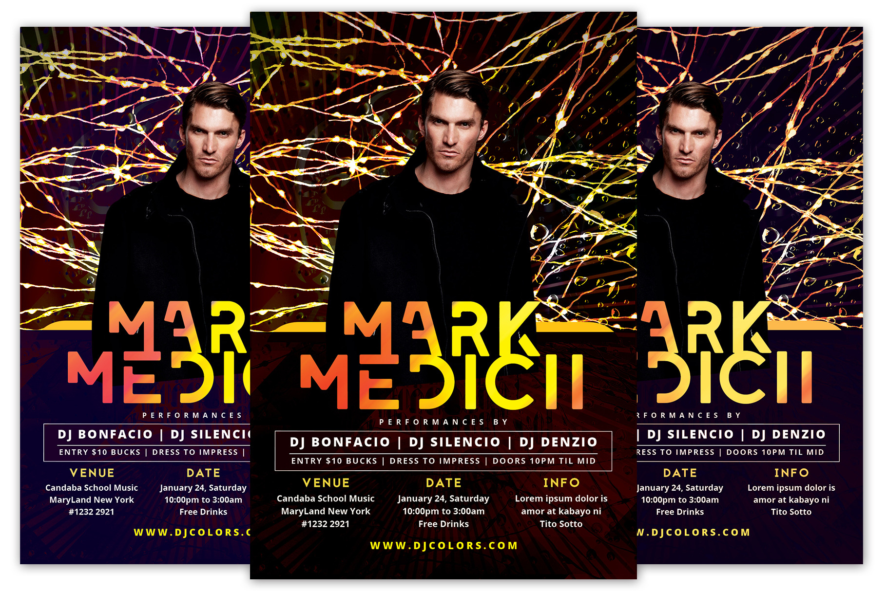 DJ Colors Flyer, a Flyer Template by KiraYamato Design Studio