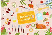 Concept cooking classes banner | Food Illustrations ~ Creative Market