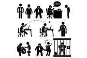 Office Workplace Boss Employee Icons, an Icon by Leremy Stick Figures