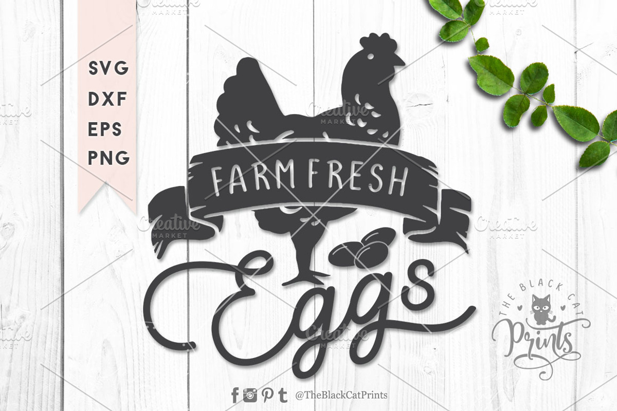Farm fresh eggs SVG DXF PNG EPS, an Illustration by TheBlackCatPrints