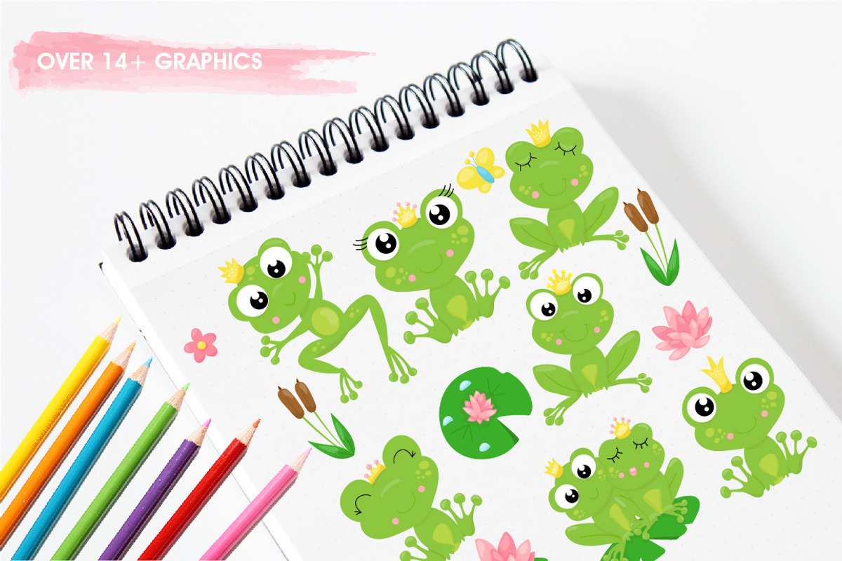 Frog prince illustration pack, an Illustration by PrettyBundles
