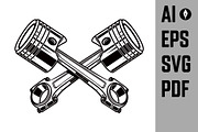Crossed motorcycle pistons. Design, an Object Graphic by Vectorhight