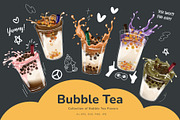 Bubble tea vector set