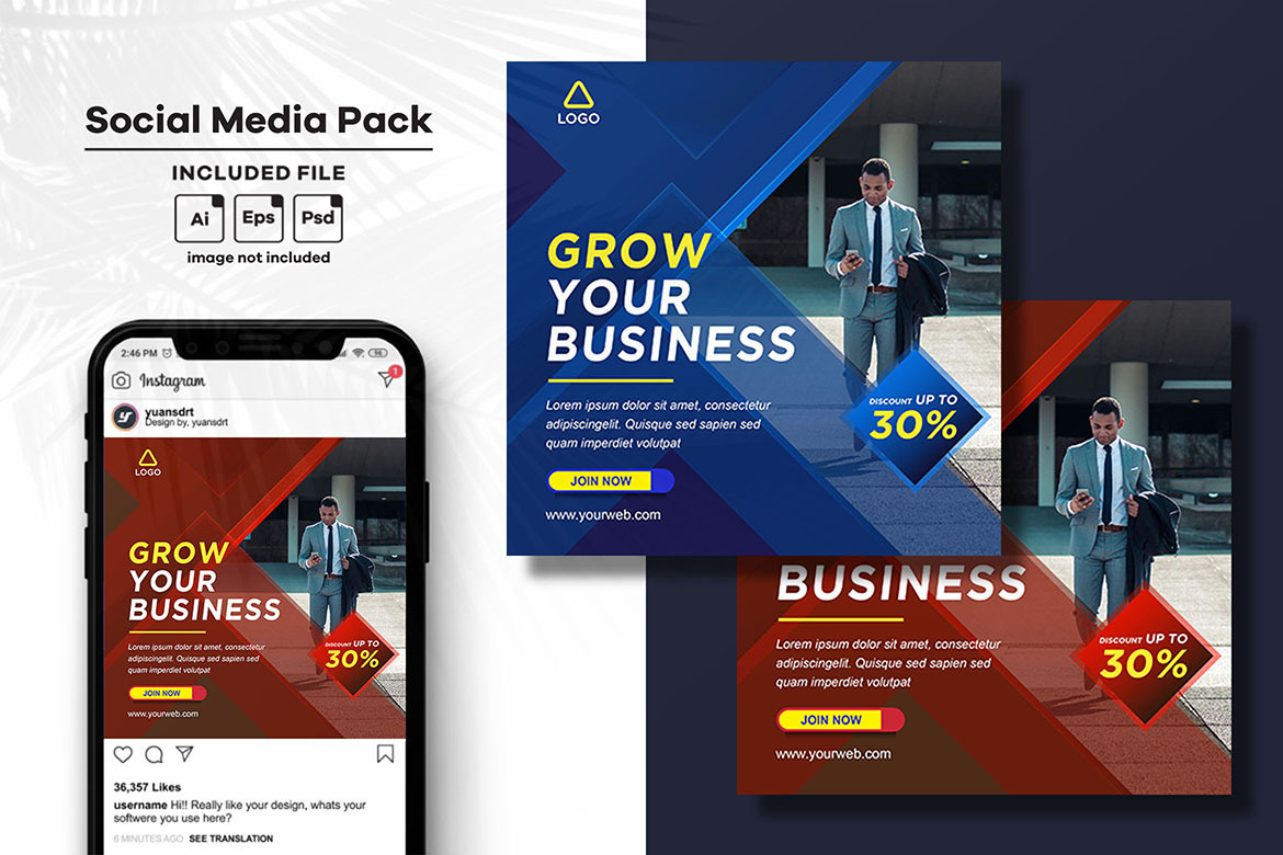 Social Media Post Template, a Social Media Template by yuanesei