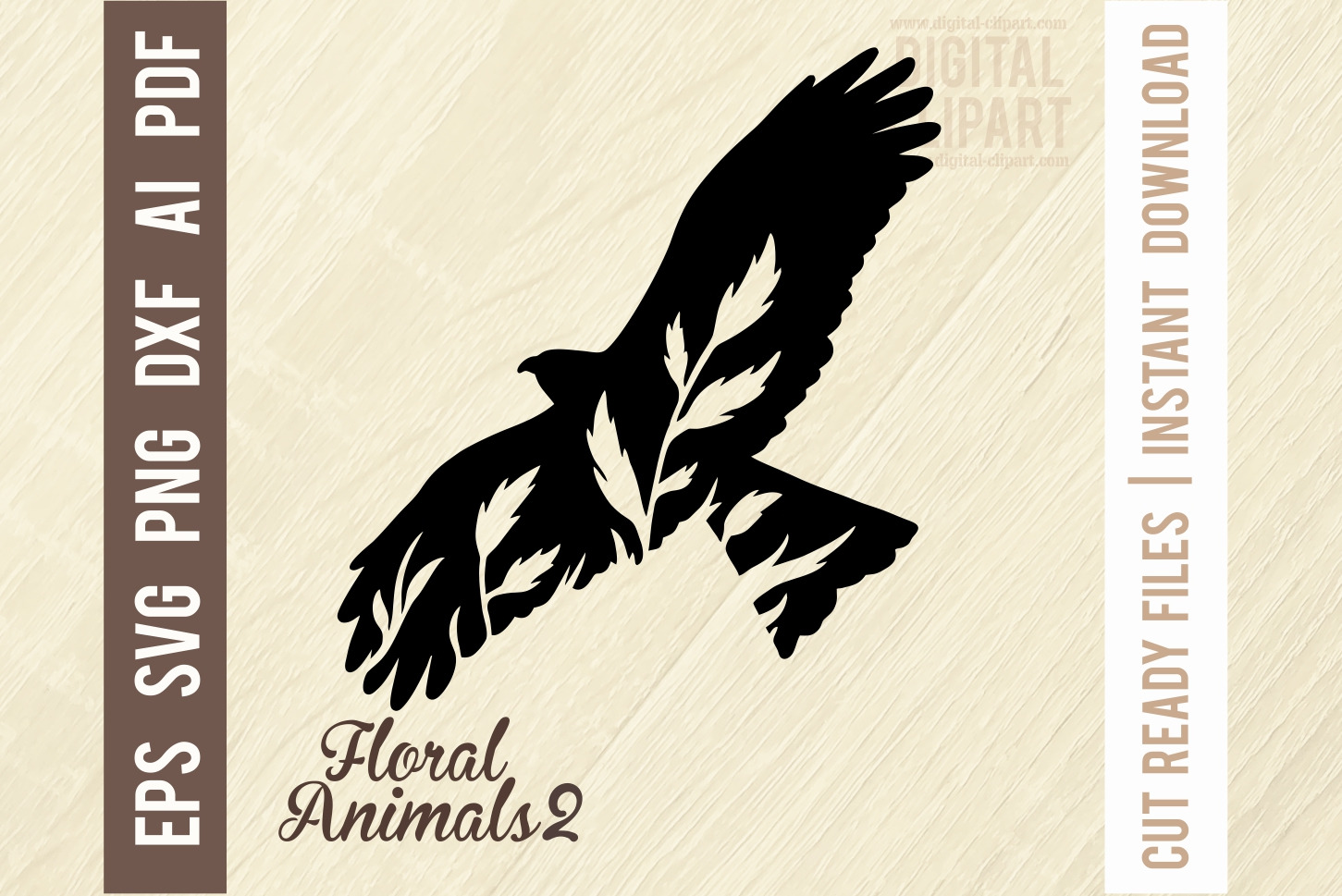 Eagle SVG - Floral Animals SVG, an Animal Illustration by Digital-Clipart