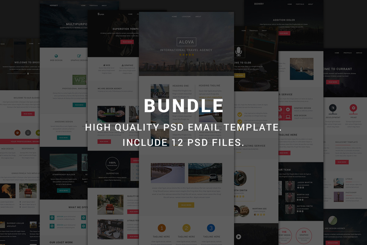 Modern Bundle - Include 12 PSD email, an Email Template by QuickArtisan