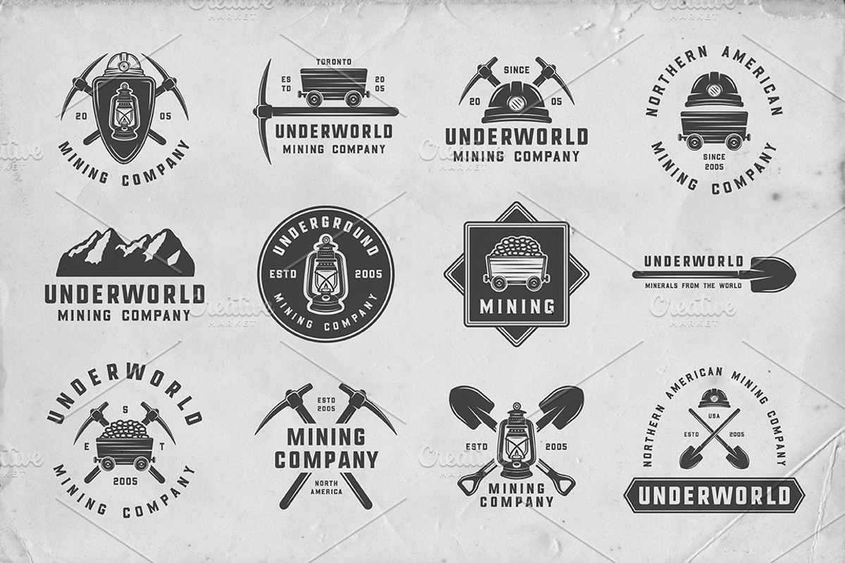 Mining Emblems Bundle, a Branding & Logo Template by AkimD