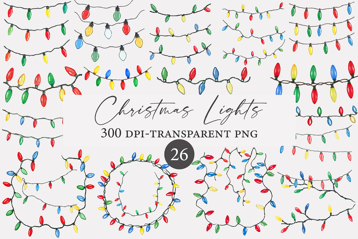 Christmas Lights Sublimation Clipart, an Illustration by Designworld