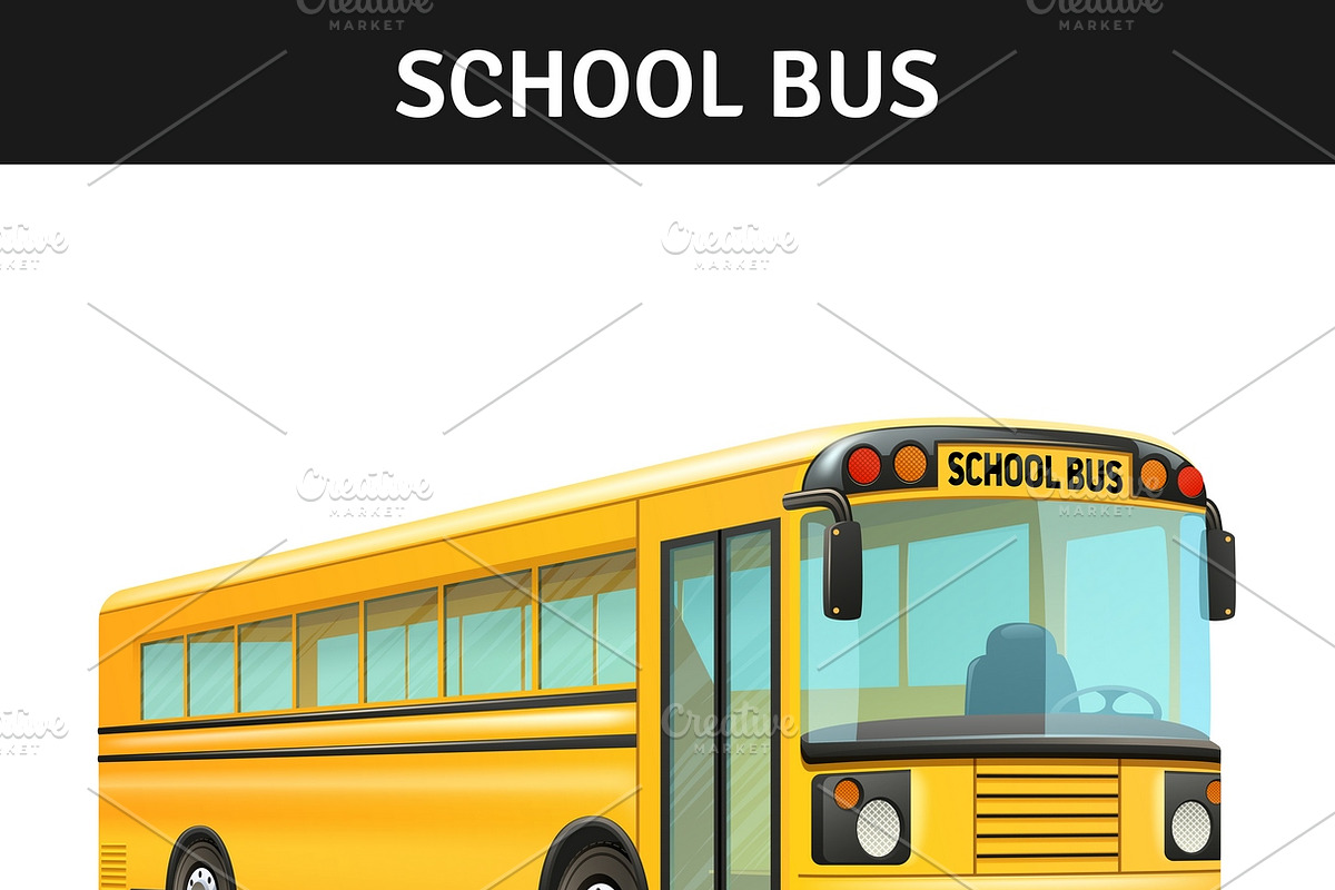 Yellow school bus design, a Decorative Illustration by Macrovector ...