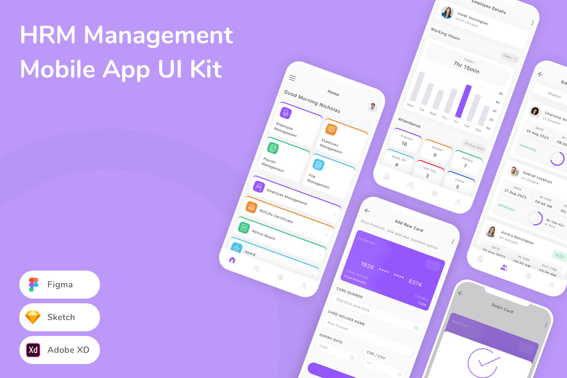 HRM Management Mobile App UI Kit | UI Kits and Libraries ~ Creative Market