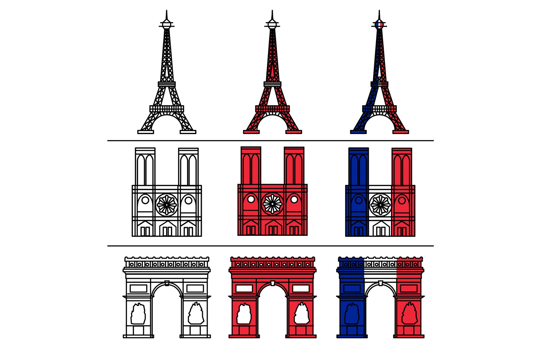 Paris Monuments Set icons, an Illustration by Double Bubble | Creative ...