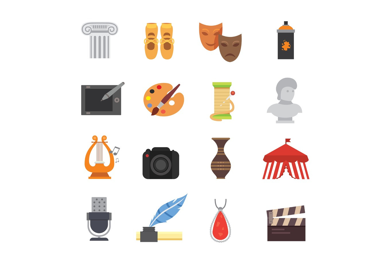 Design and art skill icons artistic entertainment symbols graphic ...