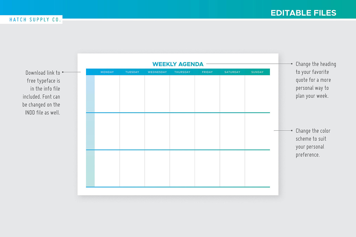 Verve: Weekly Block Planner, a Stationery Template by Hatch Supply Co.