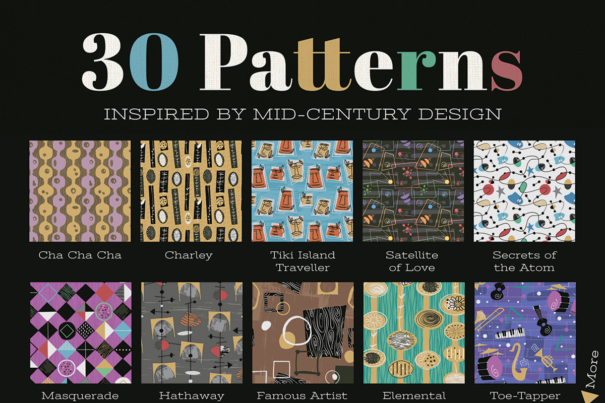 The 1950s Retro Patterns Collection, a Pattern Graphic by Wingsart Studio