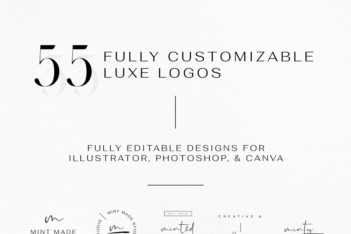 55 Minimalist Luxe Logos, a Branding & Logo Template by Mint Made