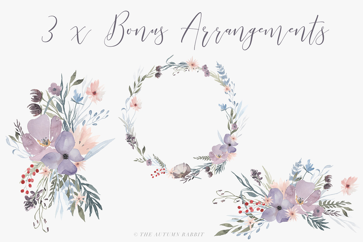 Watercolor Clipart Bundle, an Illustration by The Autumn Rabbit Ltd