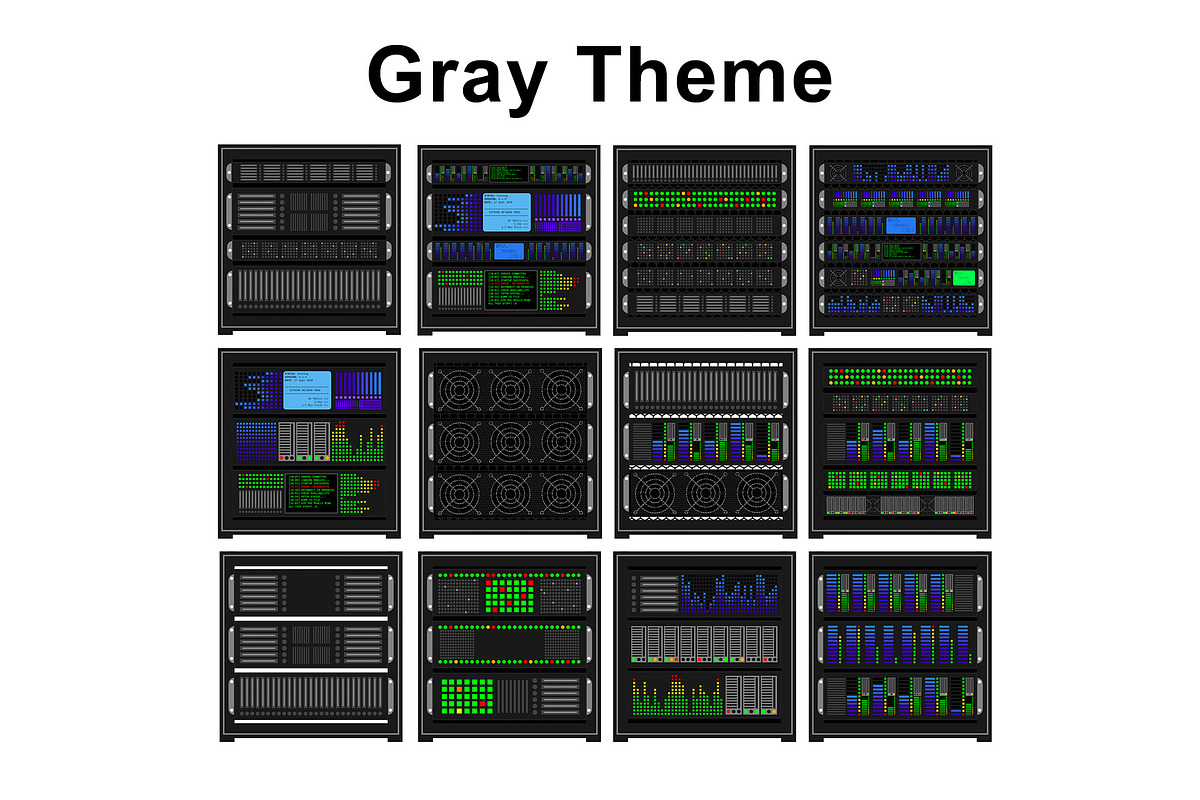 12 Servers(SVG, PNG, 3 Themes), a Technology Illustration by xresch