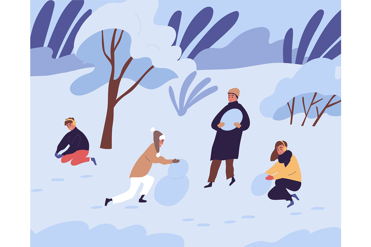 People making snowman in winter, a Person Illustration by Good Studio ...