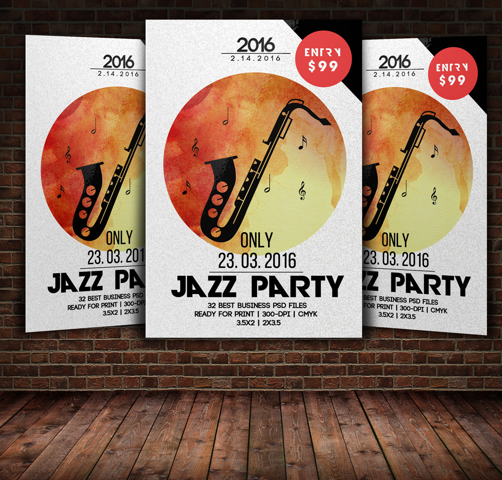 Jazz Festival Event Flyer, a Flyer Template by Psd Templates