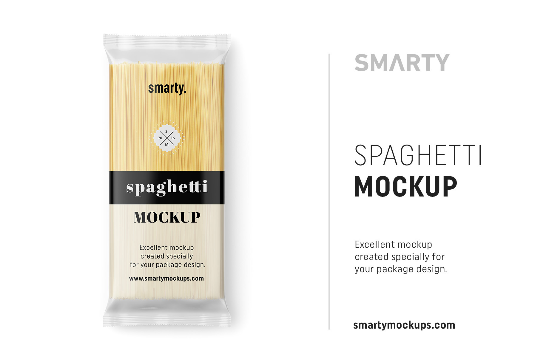Spaghetti pasta package mockup, a Packaging Mockup by Smarty Mockups
