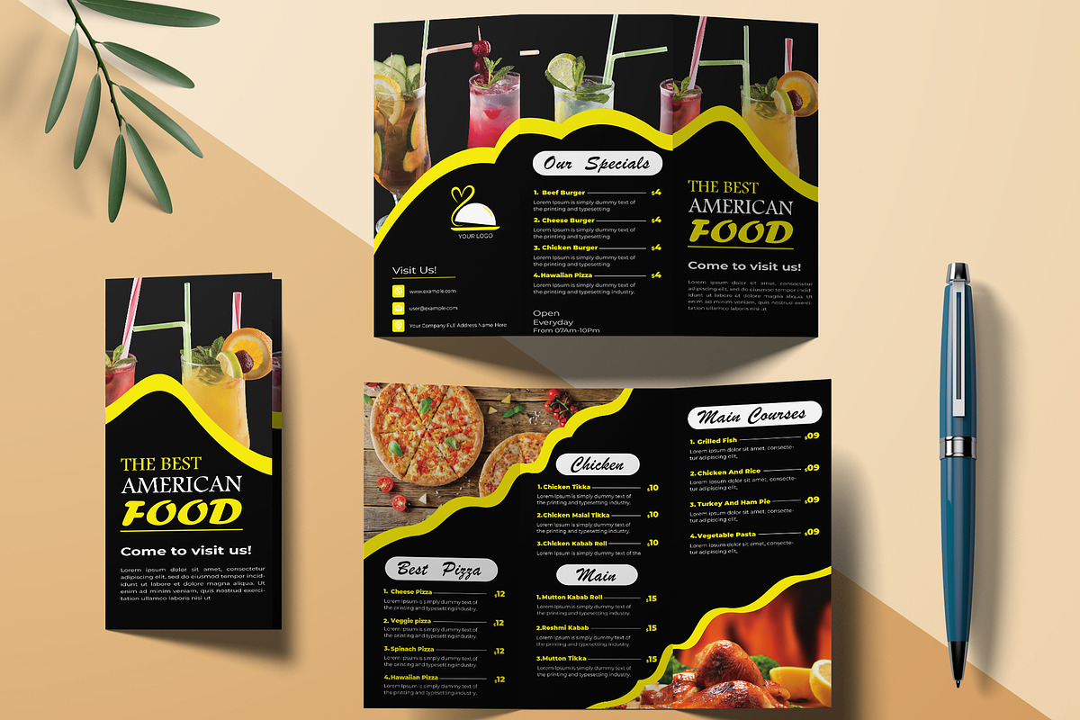 Food Menu Design 2022 Trifold Layout