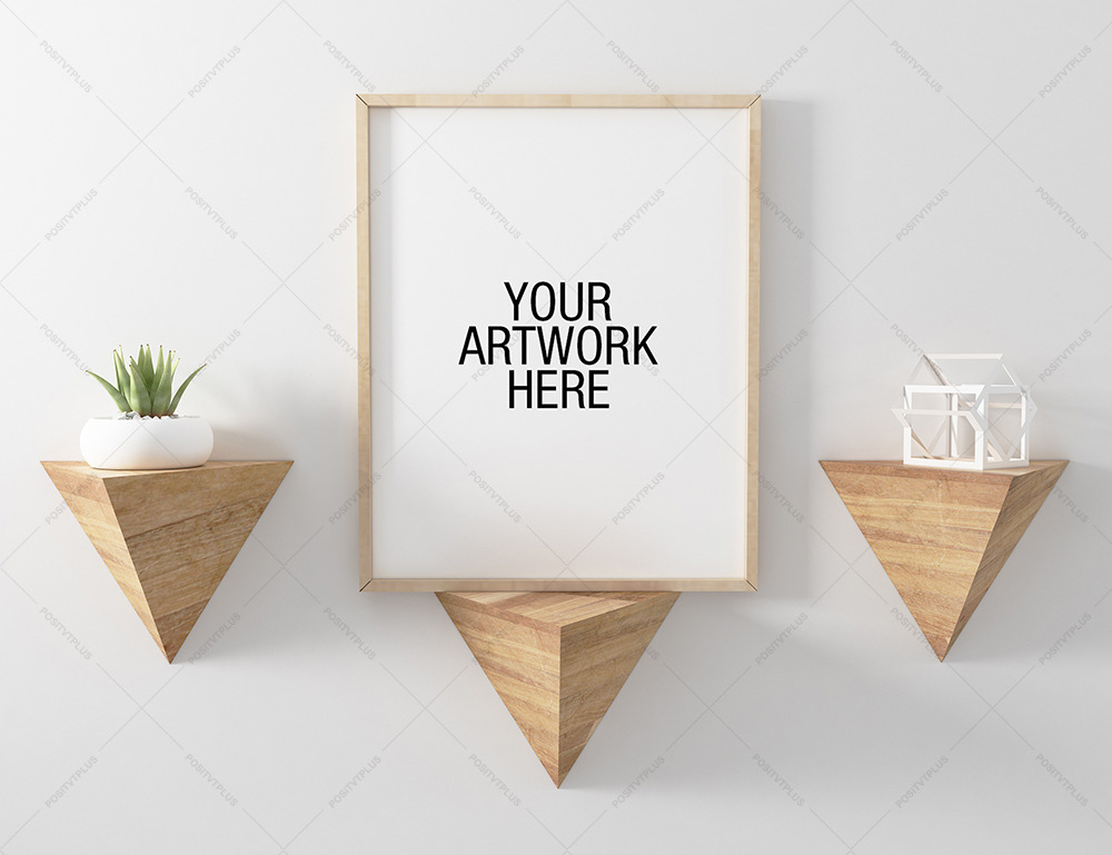 Poster Mockup Triangle Shelve, a Print Template by positvtplus