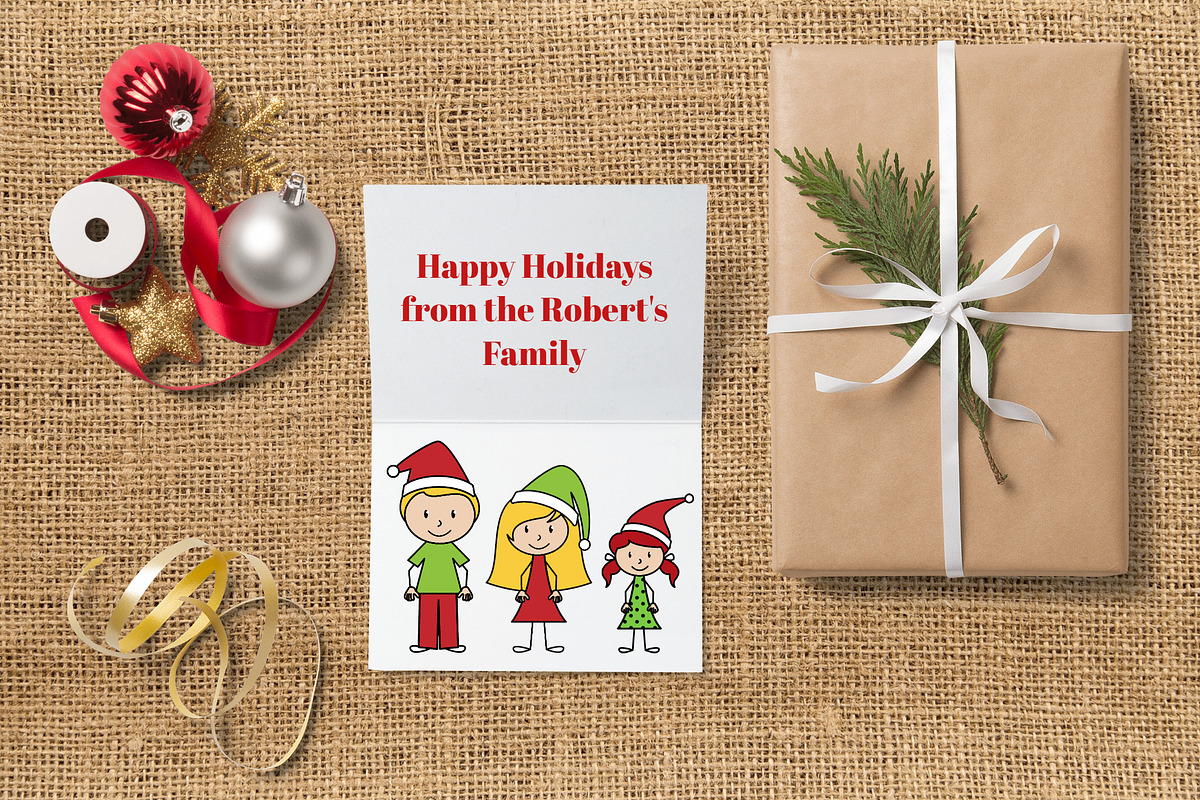 Christmas Stick Figure Clipart, an Illustration by PinkPueblo