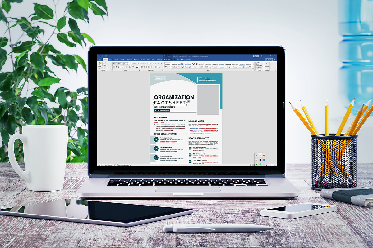 Nonprofit Organization Fact Sheet, a Flyer Template by obayes