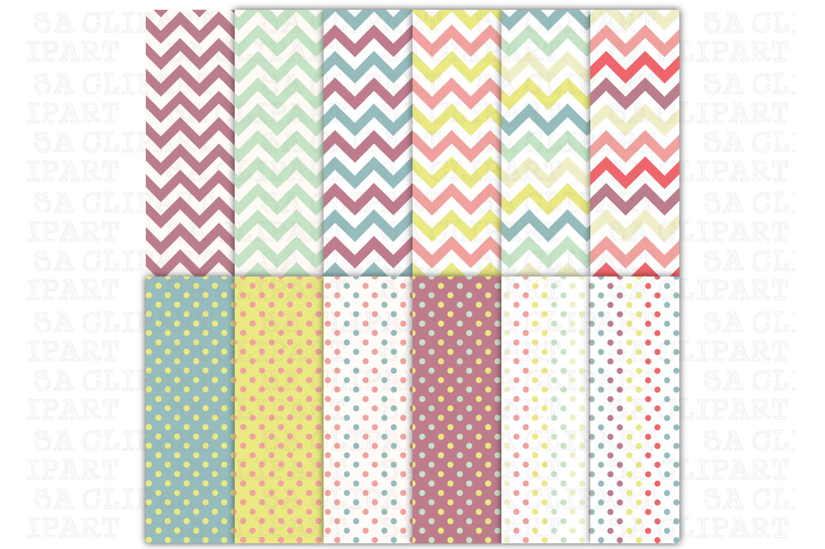 Chevron and Polka Dots Digital Paper, an Illustration by SA ClipArt ...
