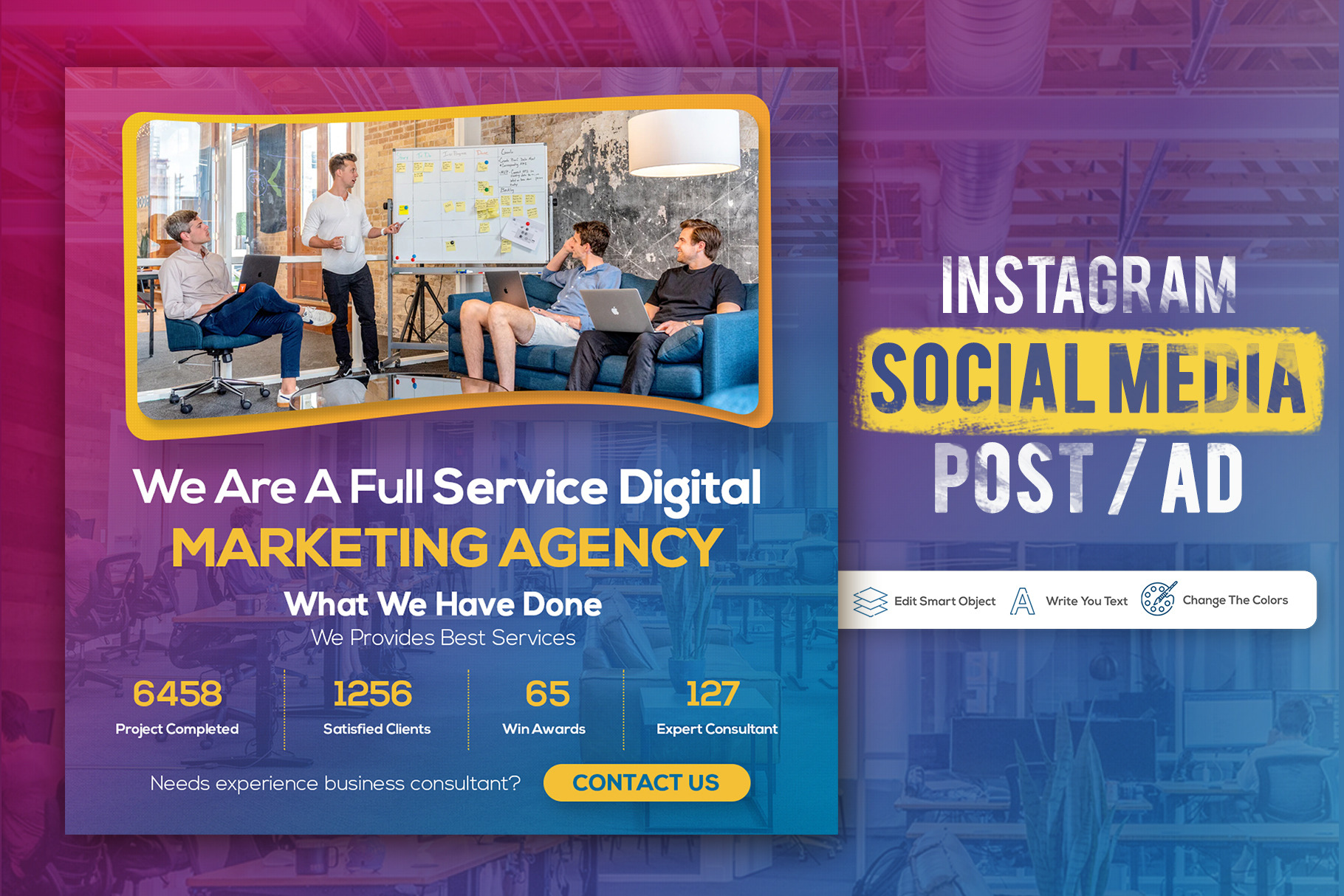 Marketing Agency Instagram Post PSD, a Social Media Template by zokamaric