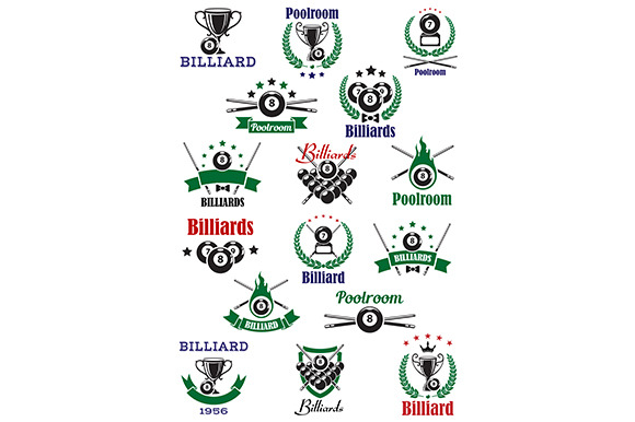 Billiards, snooker and pool emblems, a Background Graphic by Vector ...