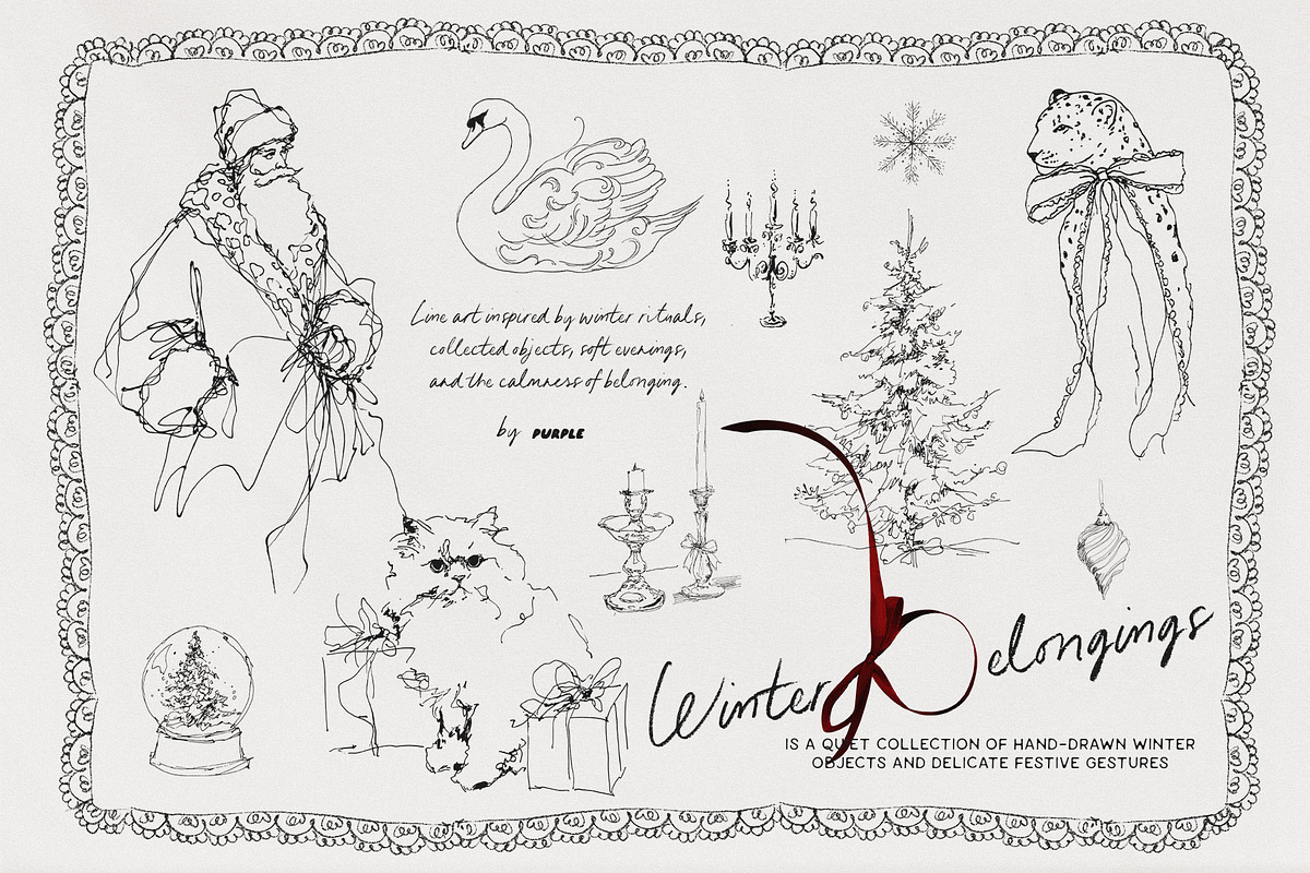 Winter Belongings: Holiday Line Art, a Seasonal Illustration by Purple